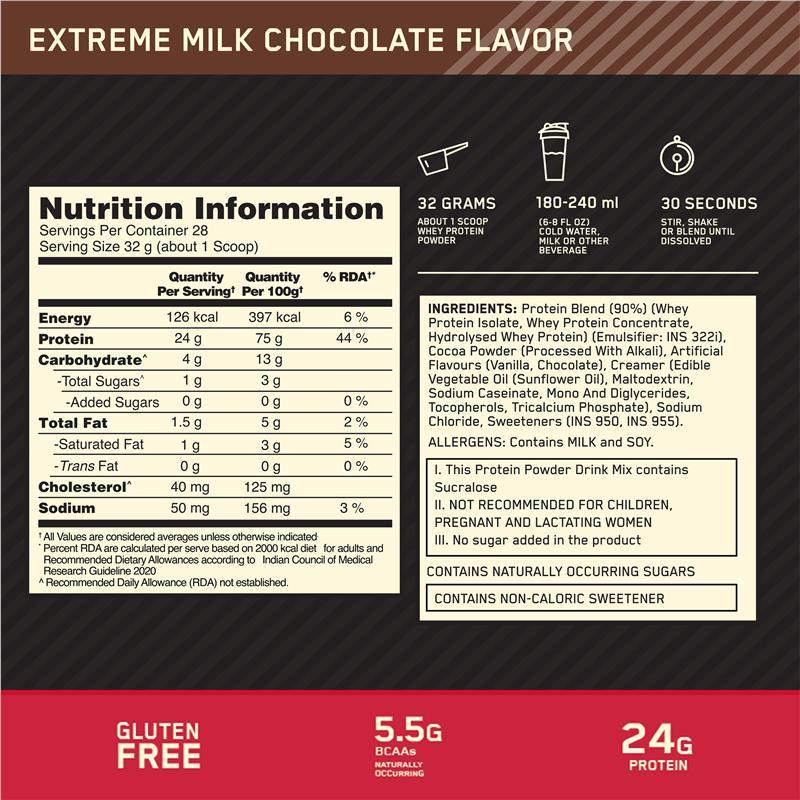 Buy Optimum Nutrition Gold Standard 100% Whey Extreme Milk Chocolate ...