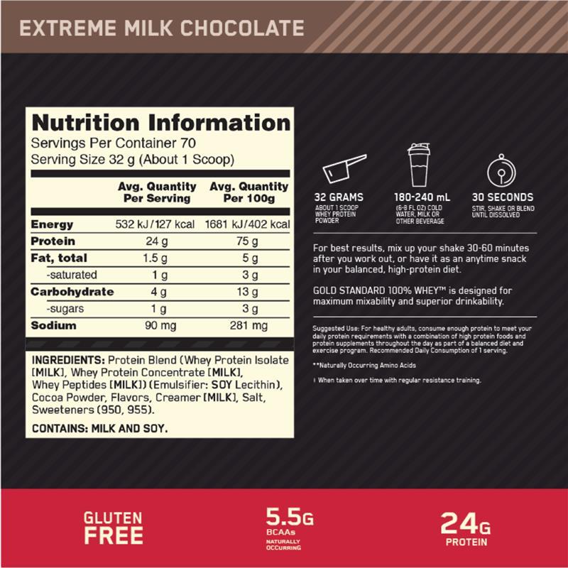 Buy Optimum Nutrition Gold Standard 100% Whey Extreme Milk Chocolate 2 ...