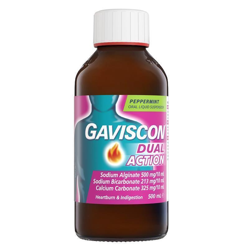 Buy Gaviscon Dual Action Liquid Peppermint 500ml online at Chemist ...