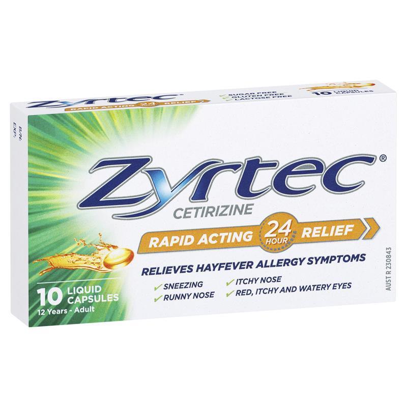 Buy Zyrtec Liquid Capsules 10 online at Chemist Warehouse
