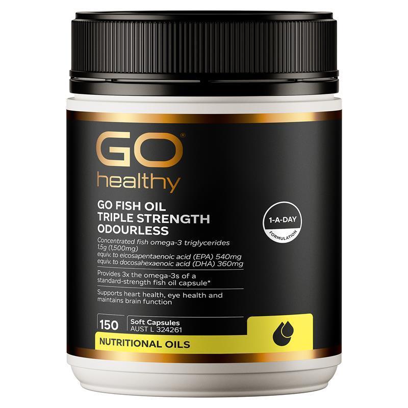 Buy Go Healthy Fish Oil Triple Strength Odourless Softgel 150 Capsules ...
