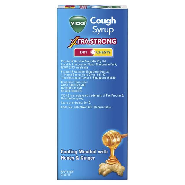 Buy Vicks Cough Syrup Xtra Strong Dry + Chesty 200ml online at Chemist ...