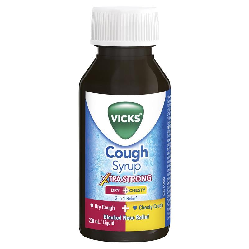 Buy Vicks Cough Syrup Xtra Strong Dry + Chesty 200ml online at Chemist ...