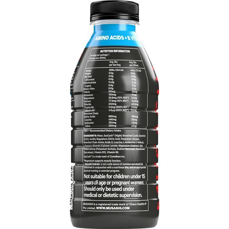 Buy Musashi Hydrate Blue Raspberry 600ml online at Chemist Warehouse