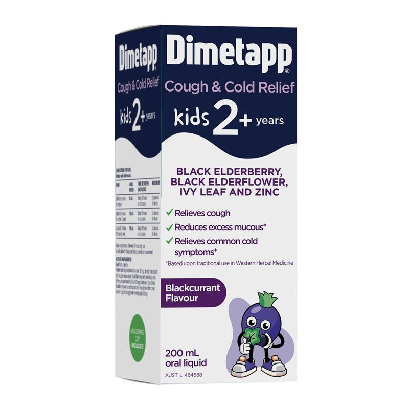 Buy Dimetapp Kids Cough & Cold Relief Black Elderberry & Ivy Leaf 200ml ...