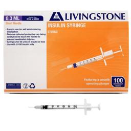 Buy Livingstone Insulin Syringes 0.3mL White Plunger with Needle 31 ...