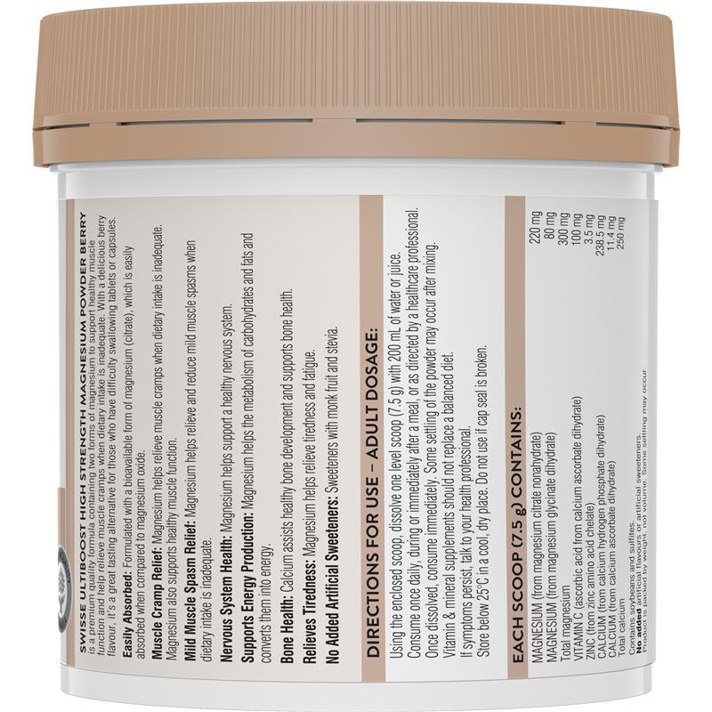 Buy Swisse Ultiboost High Strength Magnesium Powder Berry 360g online ...
