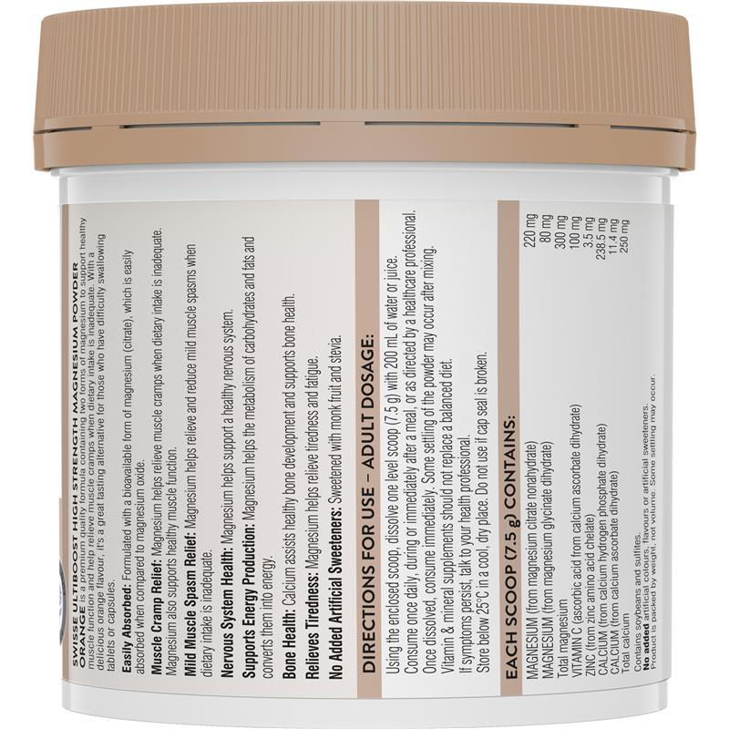 Buy Swisse Ultiboost High Strength Magnesium Powder Orange 360g online ...