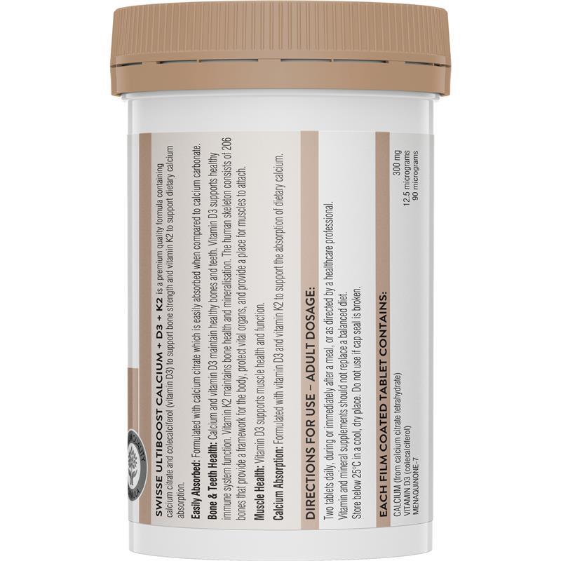 Buy Swisse Ultiboost Calcium + D3 + K2 60 Tablets online at Chemist ...