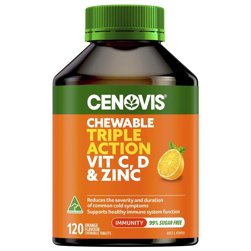 Buy Cenovis Chewable Triple Action C D & Zinc 120 Tablets online at ...