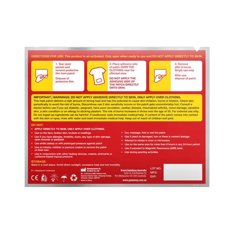 Buy Pain Away Heat Patches Regular 10 Pack Exclusive online at Chemist ...