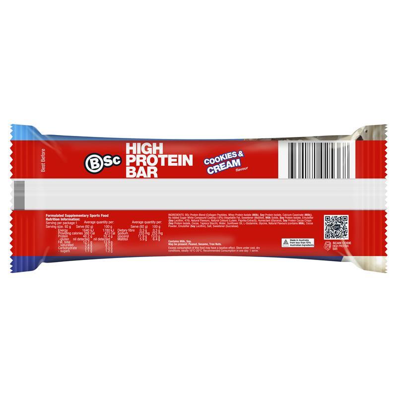 Buy BSc High Protein Bar Cookies & Cream 92g online at Chemist Warehouse