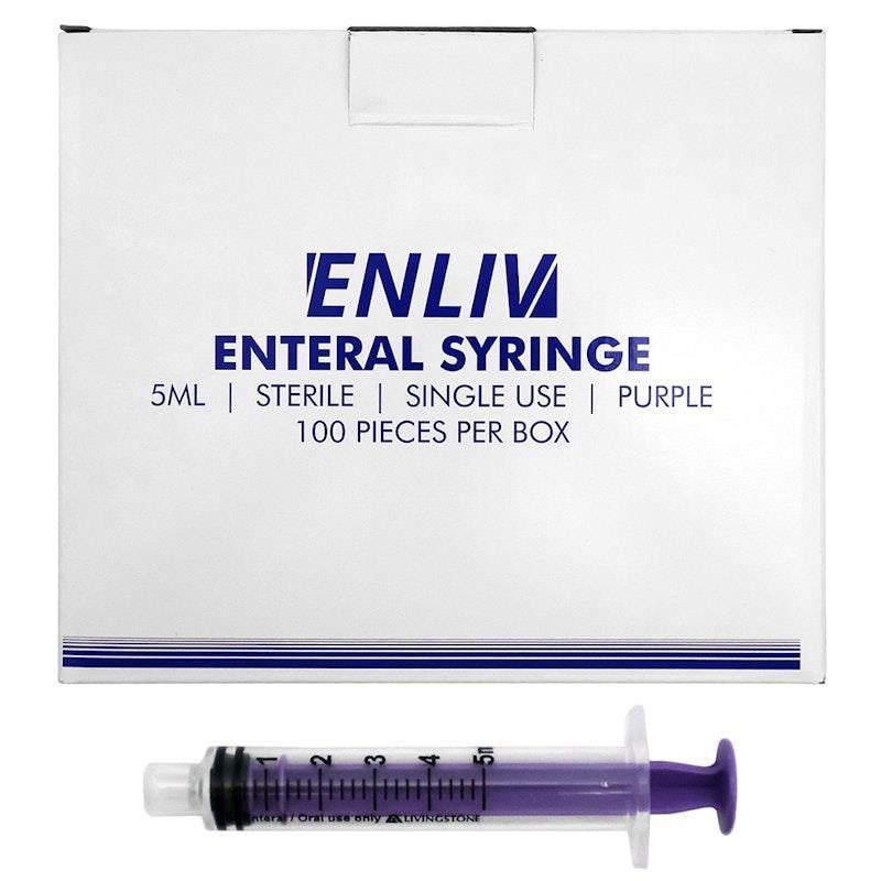 Buy Enliv Enteral Syringe Sterile 5mL 100 Pieces/Box online at Chemist ...