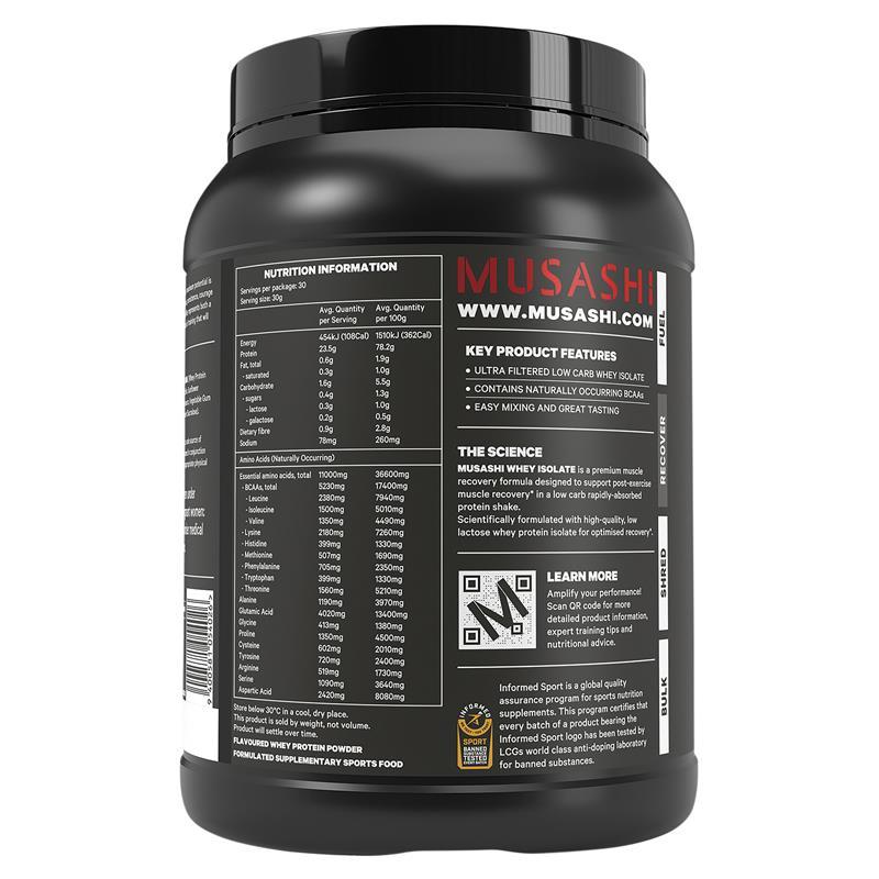 Buy Musashi Whey Isolate Chocolate 900g online at Chemist Warehouse