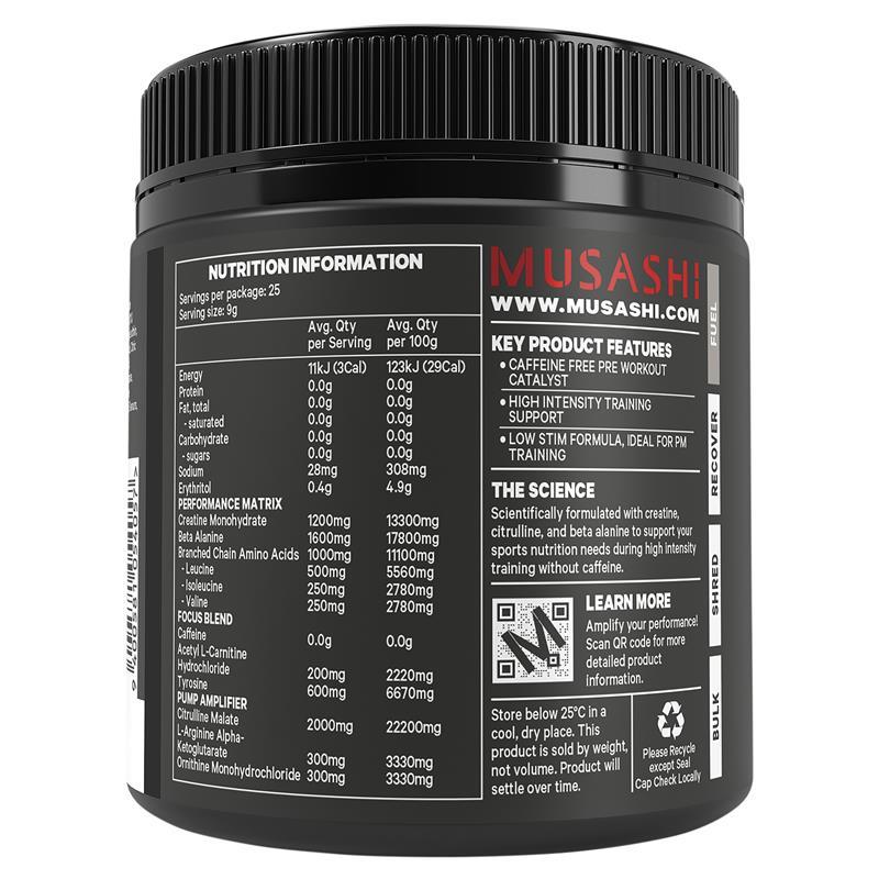 Buy Musashi Pre Workout Zero Caffeine Red Raspberry 225g online at ...