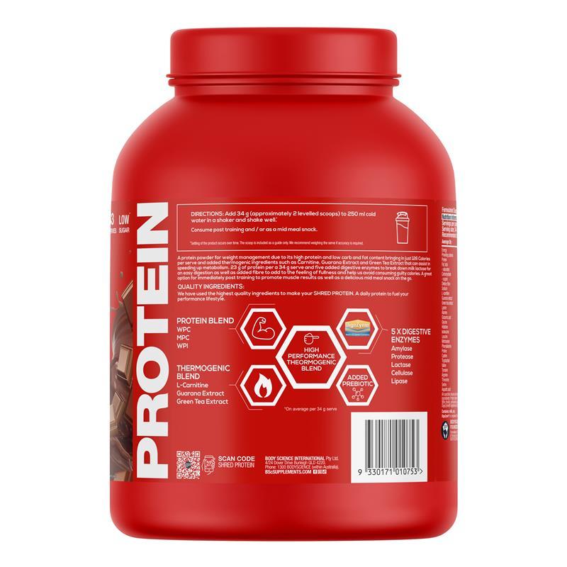 Buy BSc Shred Protein Chocolate 1.8kg Tub online at Chemist Warehouse
