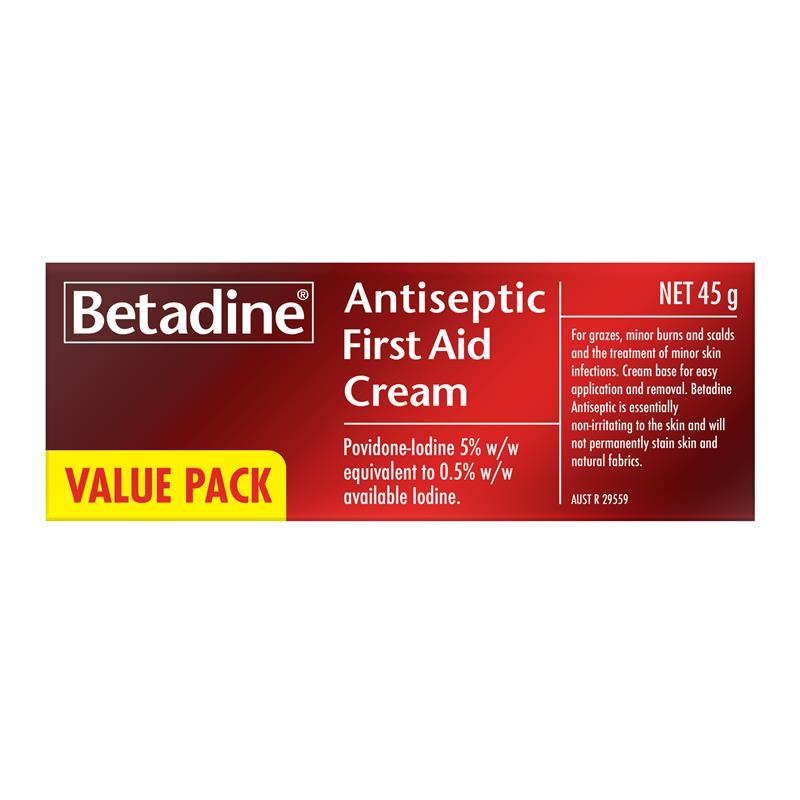 Buy Betadine Antiseptic First Aid Cream 45g online at Chemist Warehouse