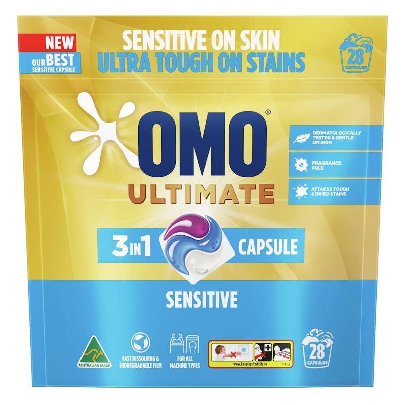Buy OMO 28Pk Ultimate Laundry Detergent Capsules 3 In 1 Sensitive 3 ...