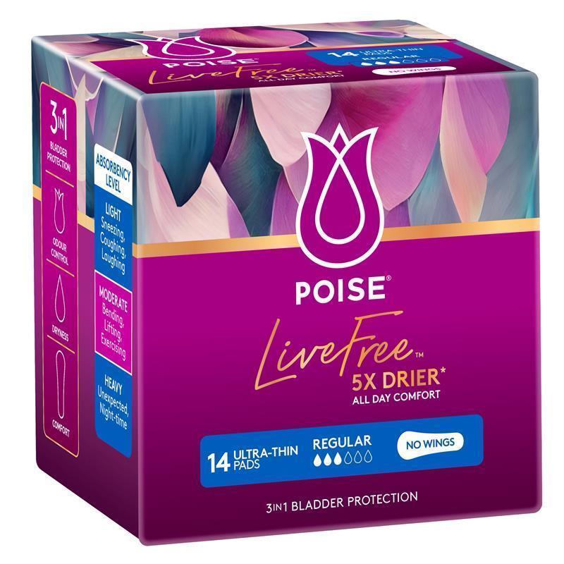 Buy Poise Livefree Pad Regular No Wings 14 Pack online at Chemist Warehouse