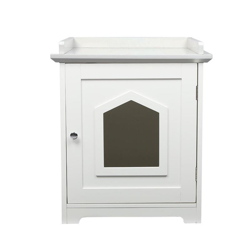 Buy PaWz 48x53x57cm Modern Wooden Cat Litter Box White online at ...