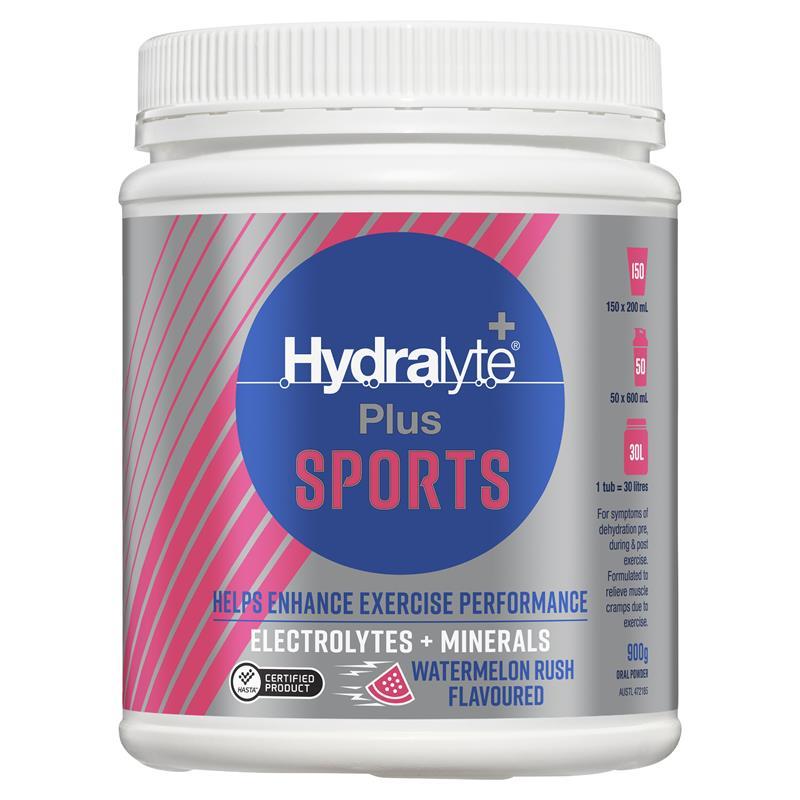 Buy Hydralyte Plus Sports Watermelon Rush Flavoured Powder 900g online ...