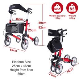 Buy Altus Walker Rollator Deluxe Folding Rollator with Seat Aluminium ...
