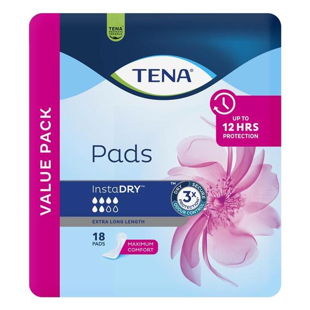 Buy Tena Pad InstaDRY Extra Long Length 18 Pack online at Chemist Warehouse