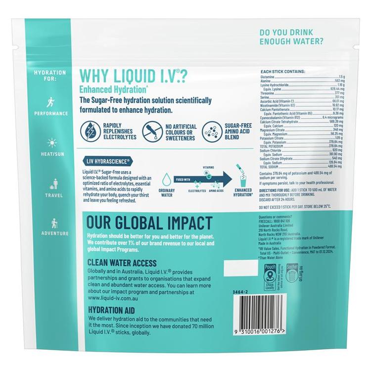 Buy Liquid IV Hydration Sugar Free Peach 24 Sachets online at Chemist ...