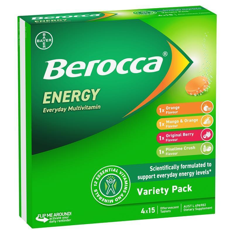 Buy Berocca Energy 60 Effervescent Tablets 4 x 15 Variety Exclusive ...