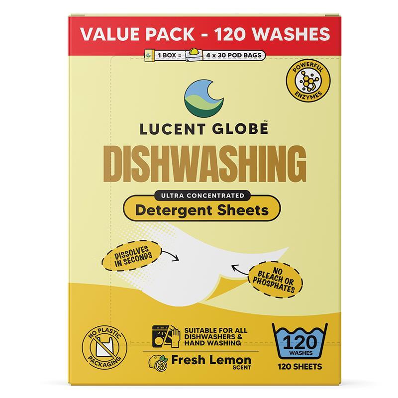 Buy Lucent Globe Dishwashing Detergent Sheets Fresh Lemon 120 Sheets ...