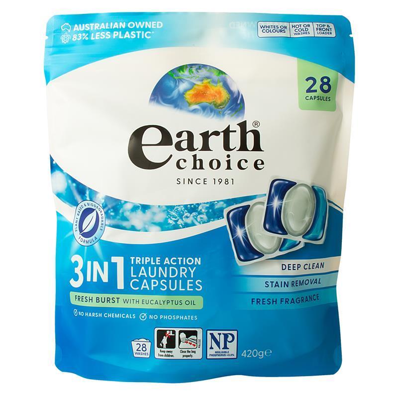 Buy Earth Choice Laundry Capsules Eucalyptus 28 Pack online at Chemist ...