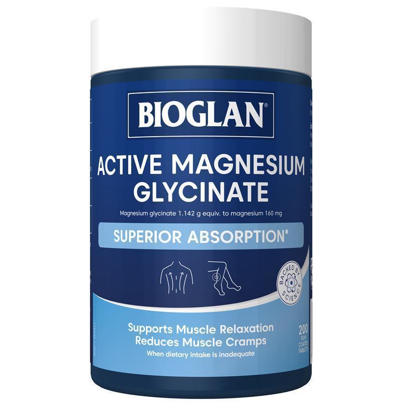 Buy Bioglan Active Magnesium Glycinate 200 Tablets online at Chemist ...