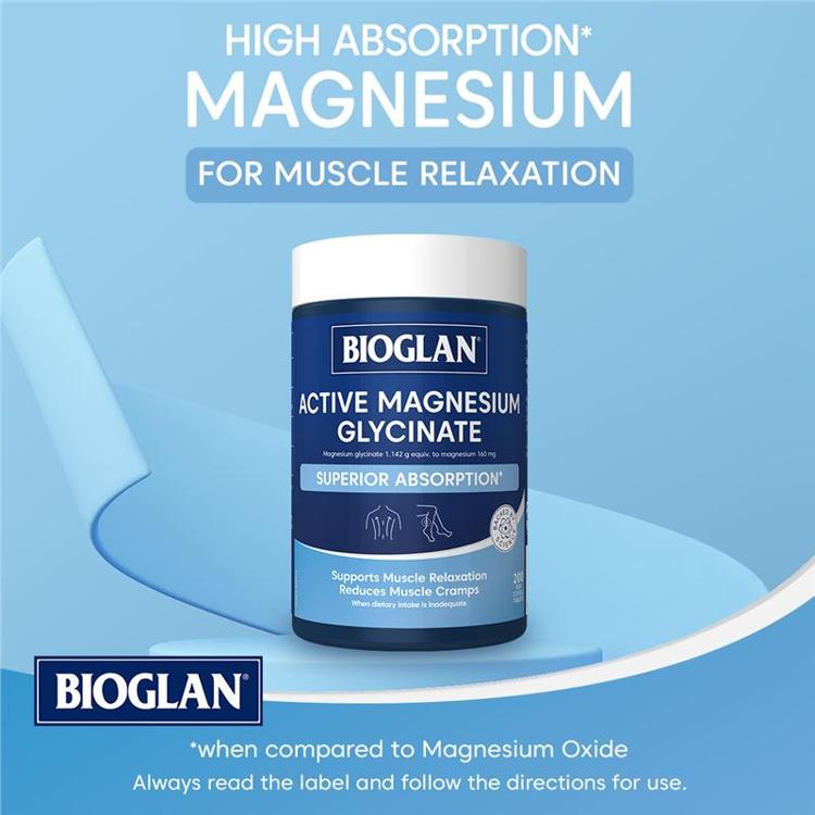 Buy Bioglan Active Magnesium Glycinate 200 Tablets online at Chemist ...