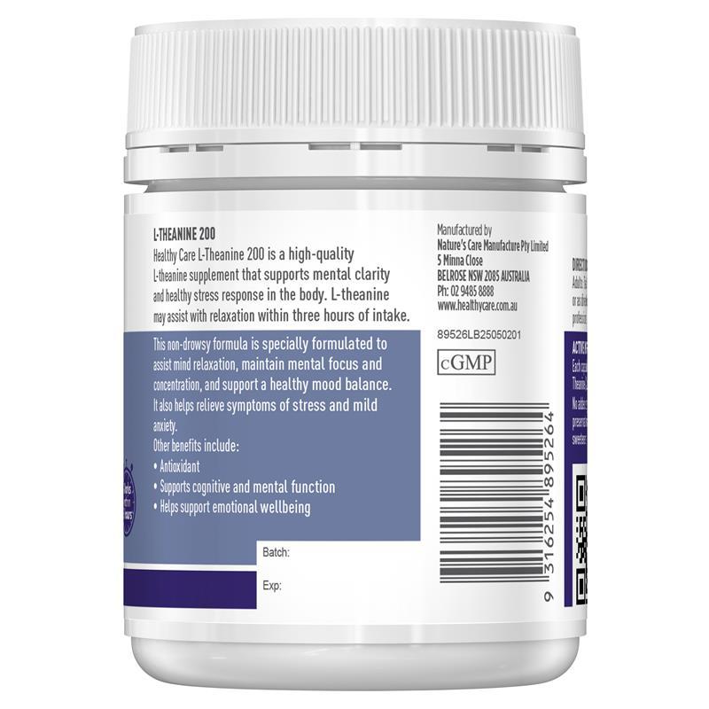 Buy Healthy Care L-Theanine 200 60 Capsules online at Chemist Warehouse