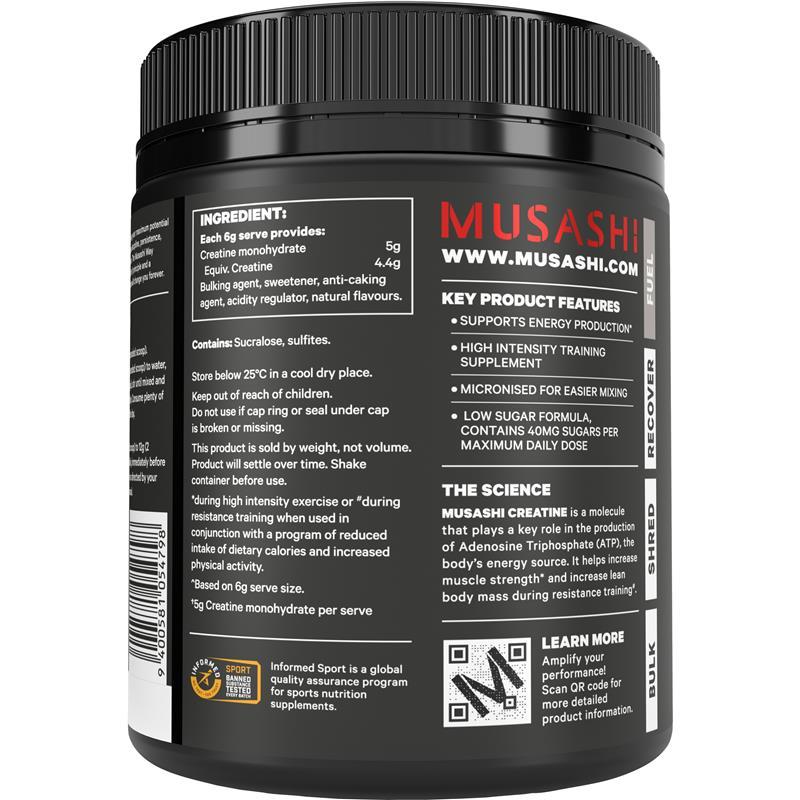 Buy Musashi Creatine Monohydrate Berry Flavour 420g online at Chemist ...