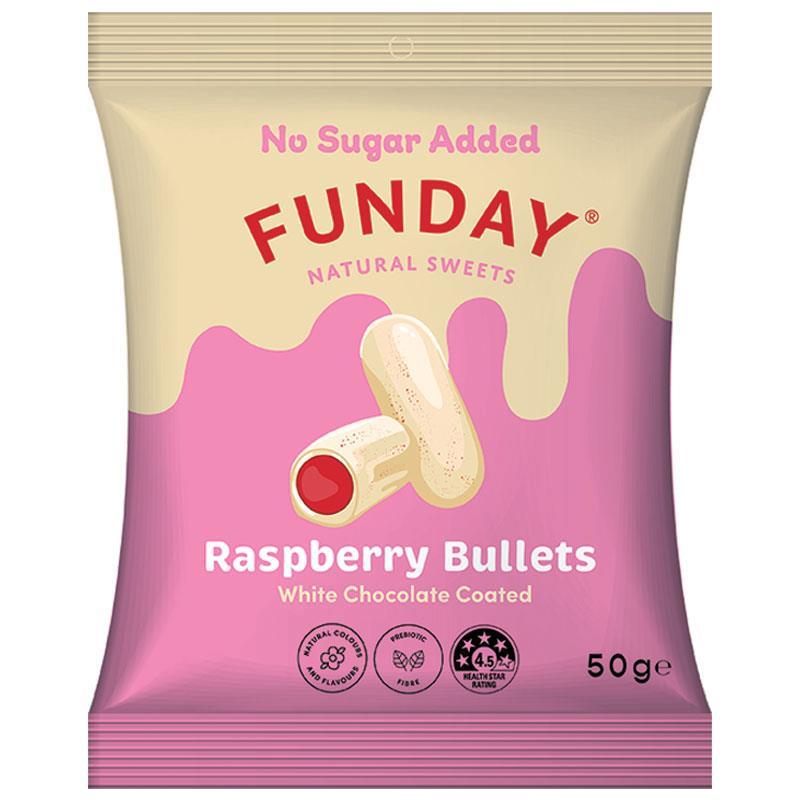 Buy Funday White Chocolate Raspberry Bullets 50g online at Chemist ...