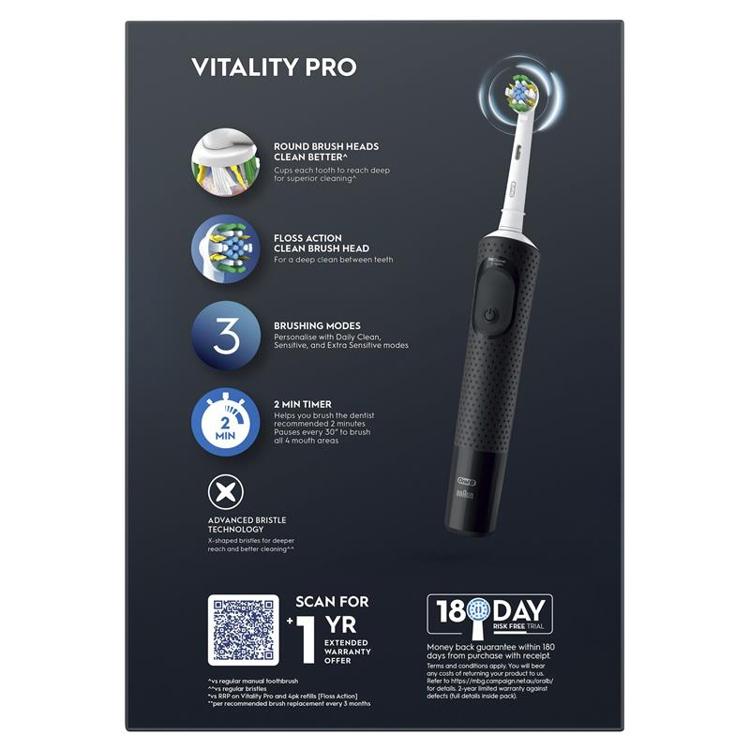 Buy Oral B Power Toothbrush Vitality Pro Deep Clean Black Starter Pack ...