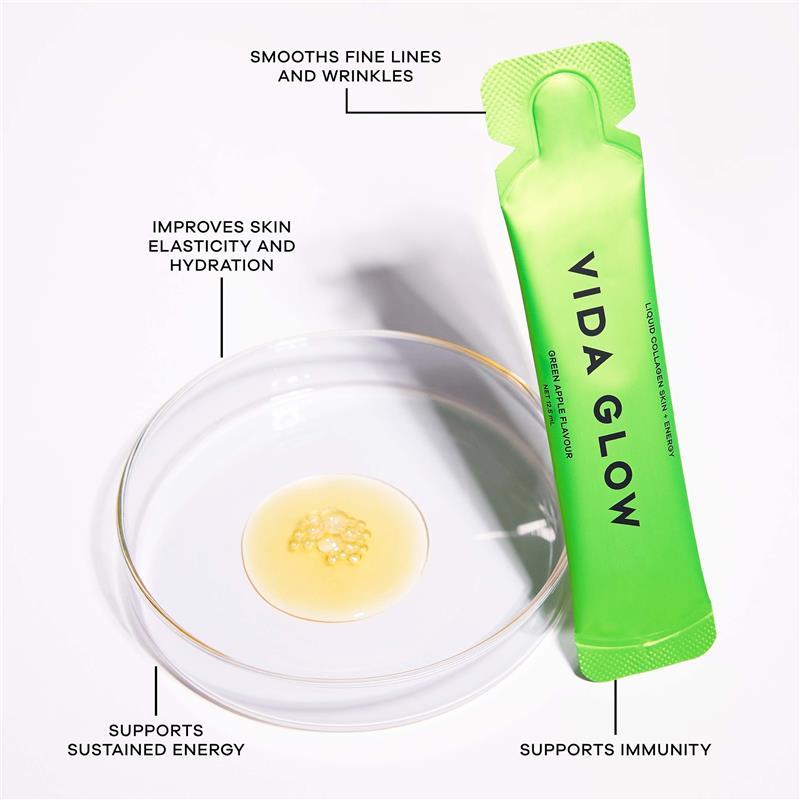 Buy Vida Glow Liquid Collagen Skin + Energy Green Apple 15x12.5ml ...