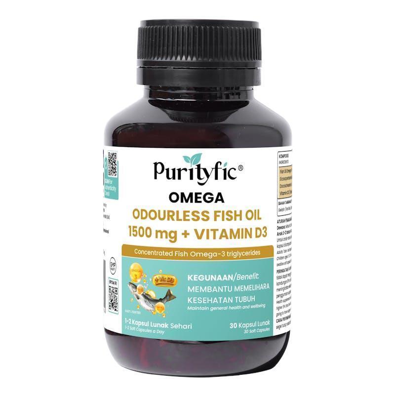 Buy Purityfic Omega Odourless Fish Oil + Vitamin D3 (30 Soft Capsules ...