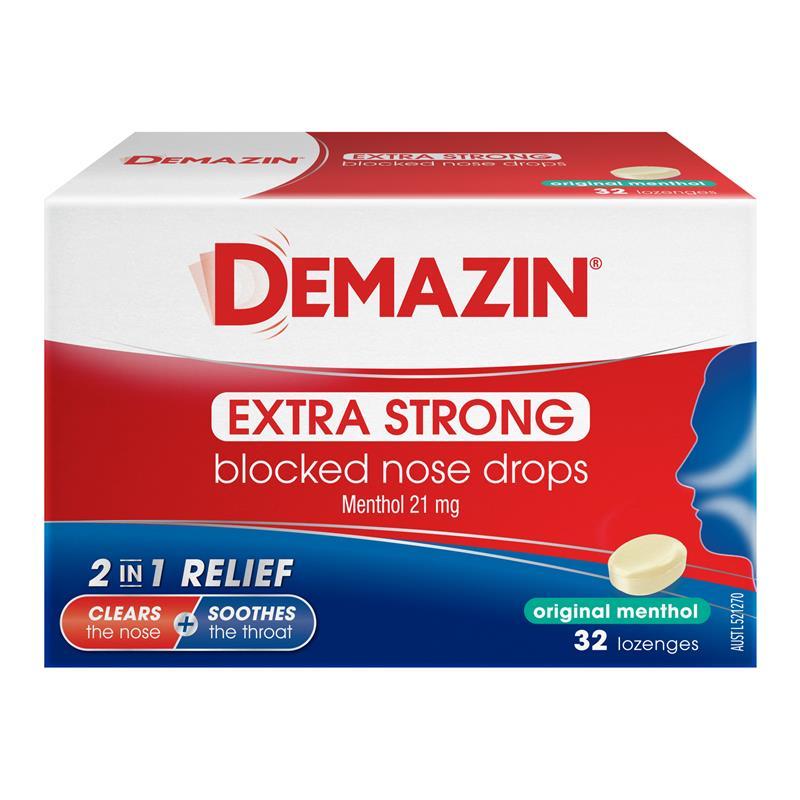 Buy Demazin Extra Strong Blocked Nose Drops Menthol 32 Lozenges online ...