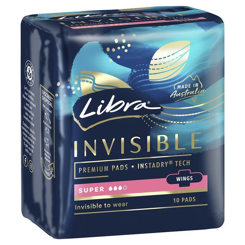 Buy Libra Pads Invisible Body Fit with Wings Super 10 online at Chemist ...