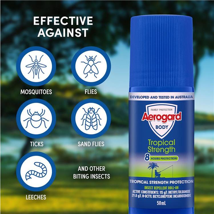 Buy Aerogard Roll On Tropical Strength 50mL online at Chemist Warehouse