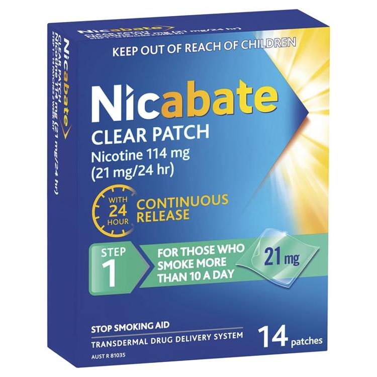 Buy Nicabate Clear Patch Quit Smoking Step 1 21mg 14 Patches (Value ...