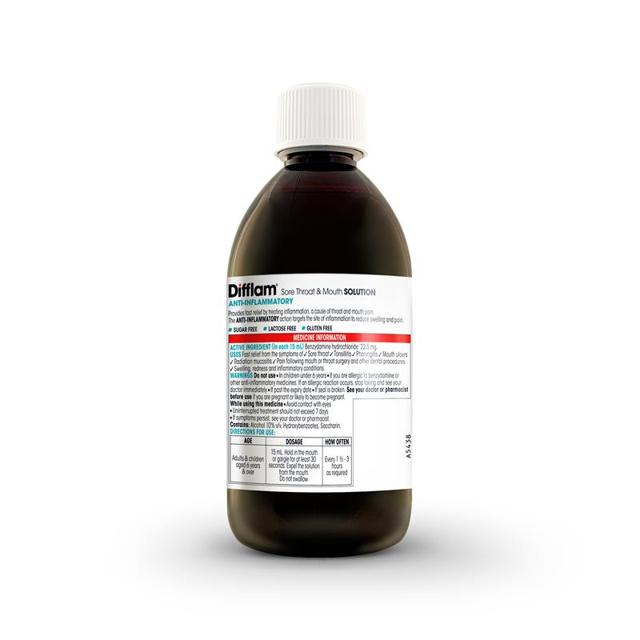 Buy Difflam Sore Throat Anti-inflammatory Gargle 500ml online at ...