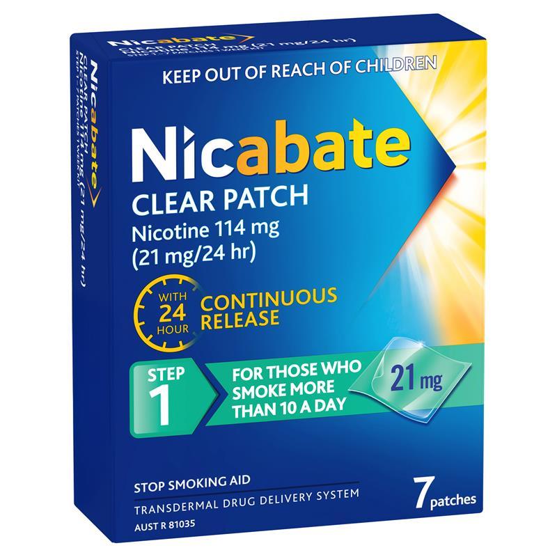 Buy Nicabate Clear Patch Quit Smoking Step 1 21mg 7 Patches online at ...