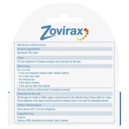 Buy Zovirax Cold Sore Cream Pump 2g online at Chemist Warehouse