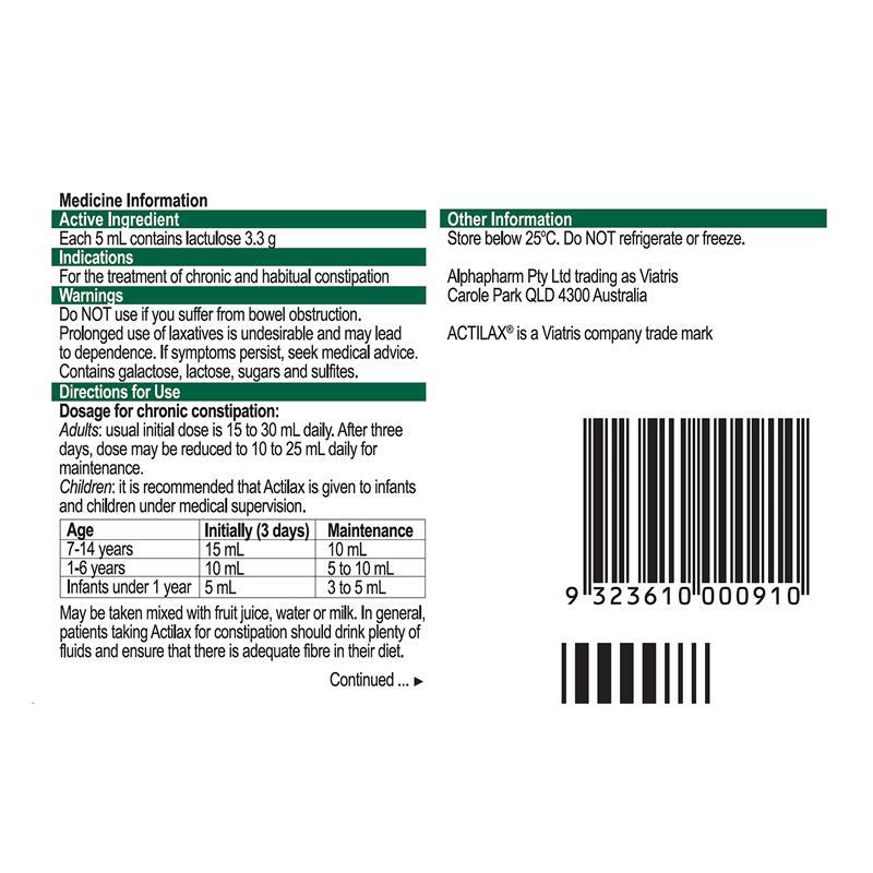 Buy Actilax Mixture 500mL online at Chemist Warehouse