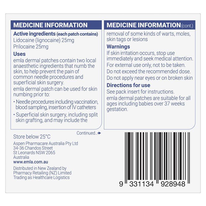 Buy Emla Patch x 2 online at Chemist Warehouse