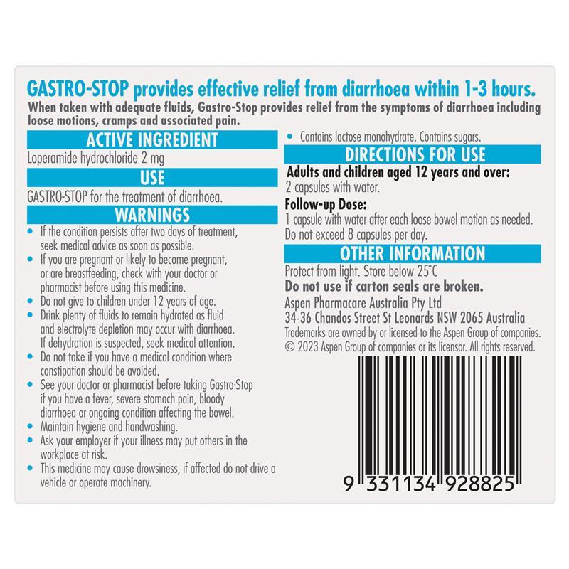 Buy GastroStop 12 Capsules online at Chemist Warehouse