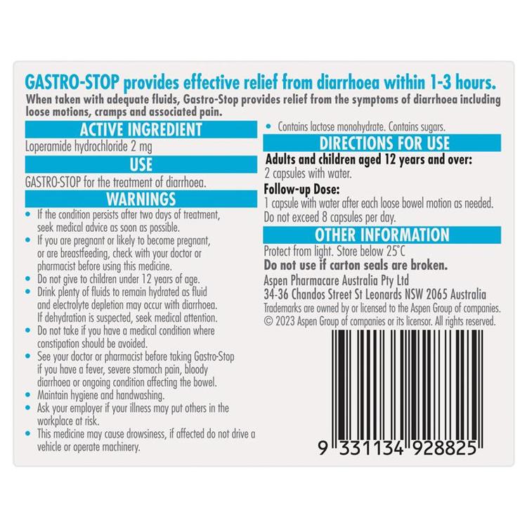Buy GastroStop 12 Capsules online at Chemist Warehouse